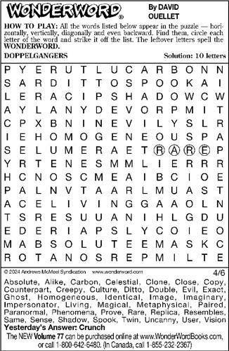 Wonderword puzzles: Week of March 31, 2024 | Puzzles from Print Edition ...