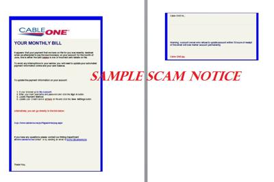 Phishing scam targeting Cable One customers | News | dcourier.com
