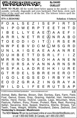 Wonderword puzzles: Week of April 2, 2023 | Puzzles from Print Edition ...