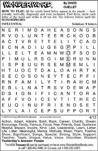 Wonderword puzzles: Week of April 9, 2023 | Puzzles from Print Edition ...