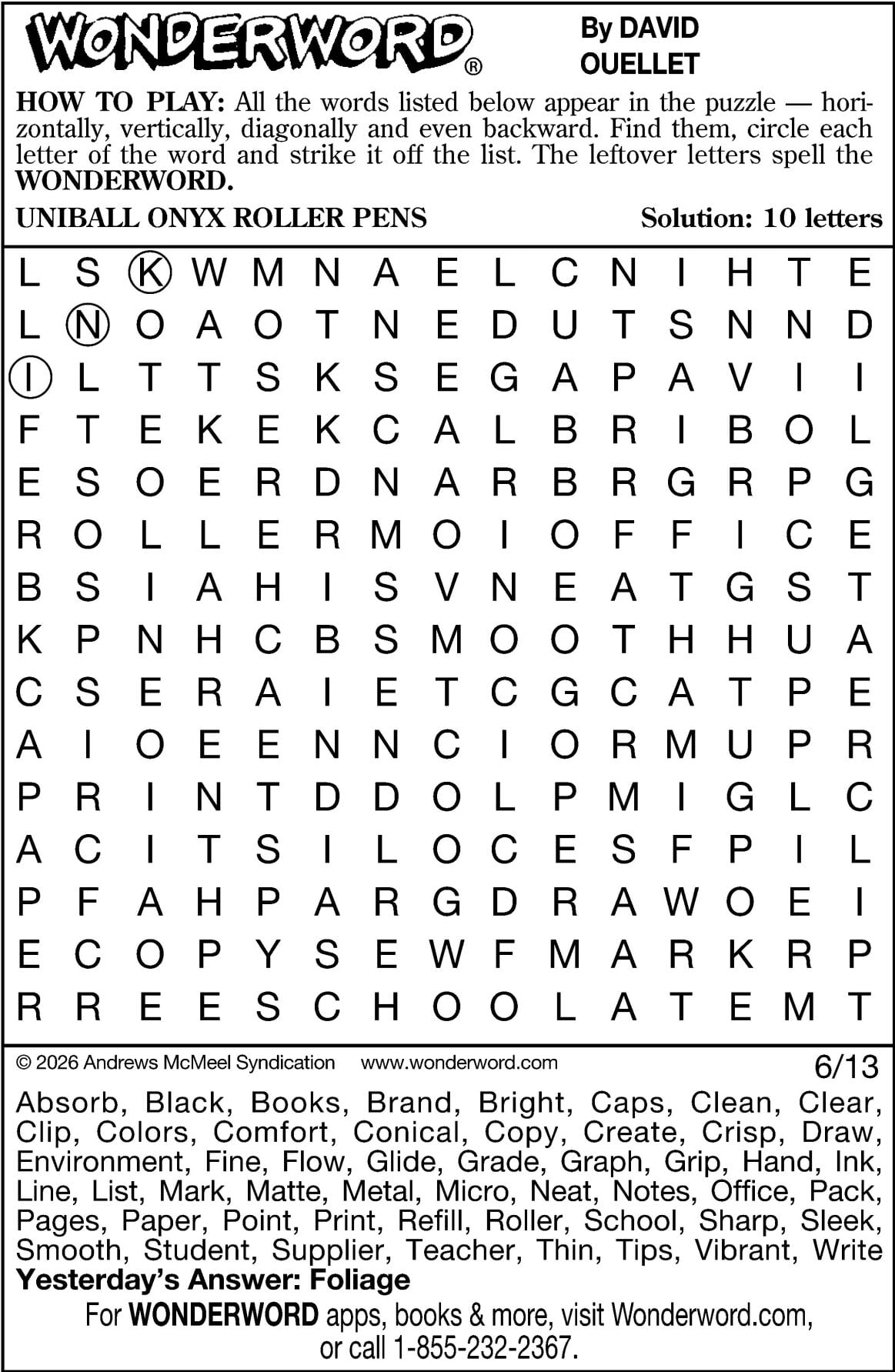 Wonderword puzzles for Week of June 7, 2026 | Multimedia | dcourier.com