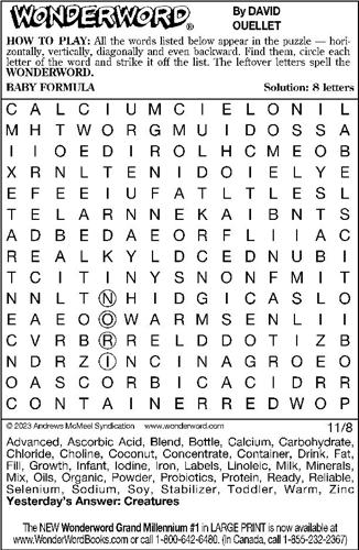 Wonderword puzzles: Week of November 5, 2023 | Puzzles from Print ...
