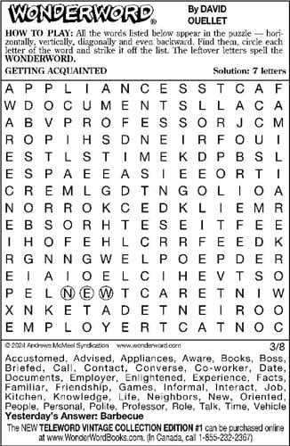 Wonderword puzzles: Week of March 3, 2024 | Puzzles from Print Edition ...