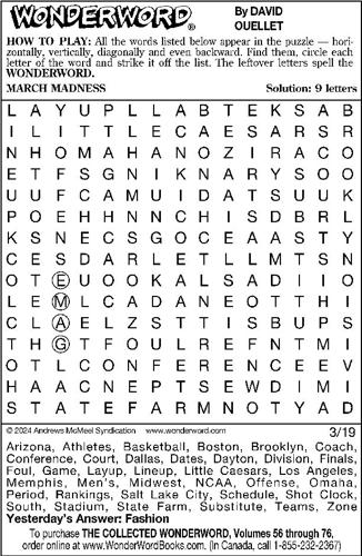 Wonderword puzzles: Week of March 17, 2024 | Puzzles from Print Edition ...