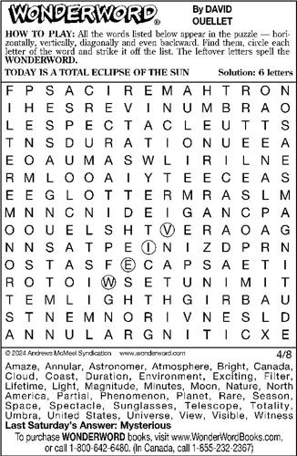 Wonderword puzzles: Week of April 7, 2024 | Puzzles from Print Edition ...