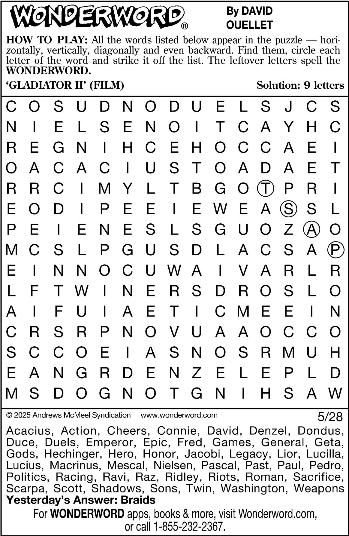 Wonderword puzzles for Week of May 25, 2025 | Multimedia | dcourier.com