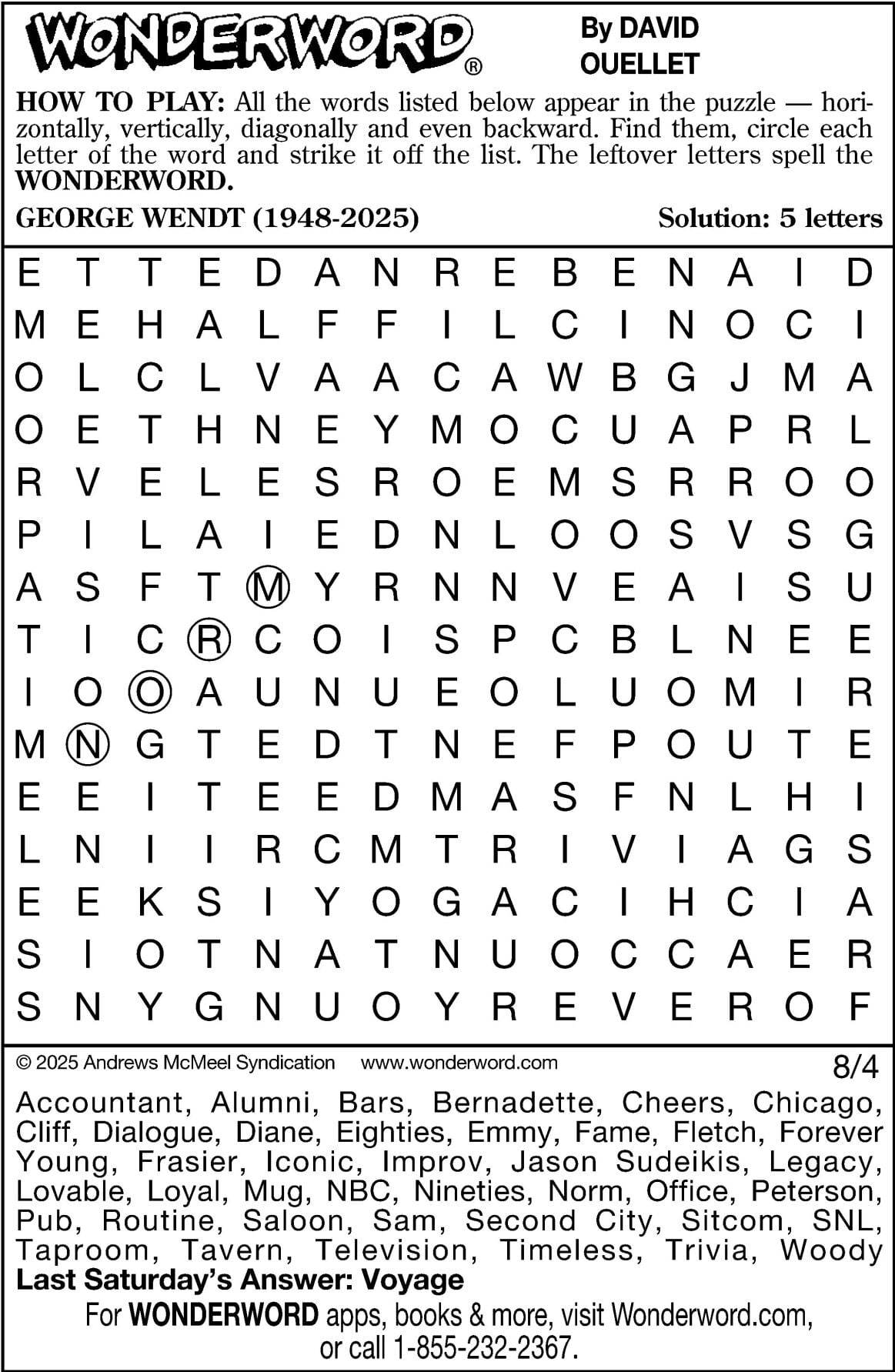 Wonderword puzzles for Week of Aug. 3, 2025 | Multimedia | dcourier.com