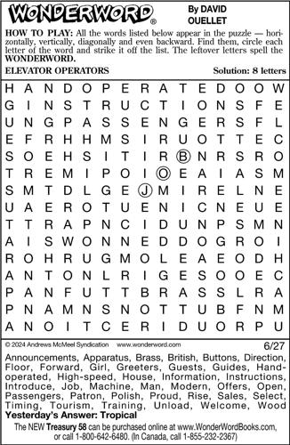 Wonderword puzzles for Week of June 23, 2024 | Multimedia | dcourier.com