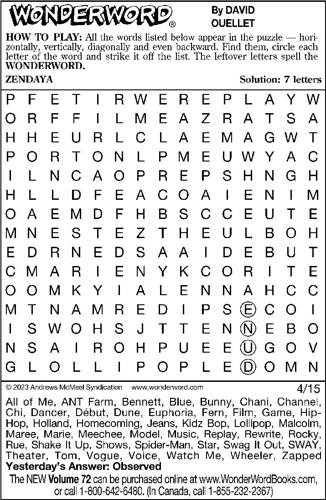 Wonderword puzzles: Week of April 9, 2023 | Puzzles from Print Edition ...