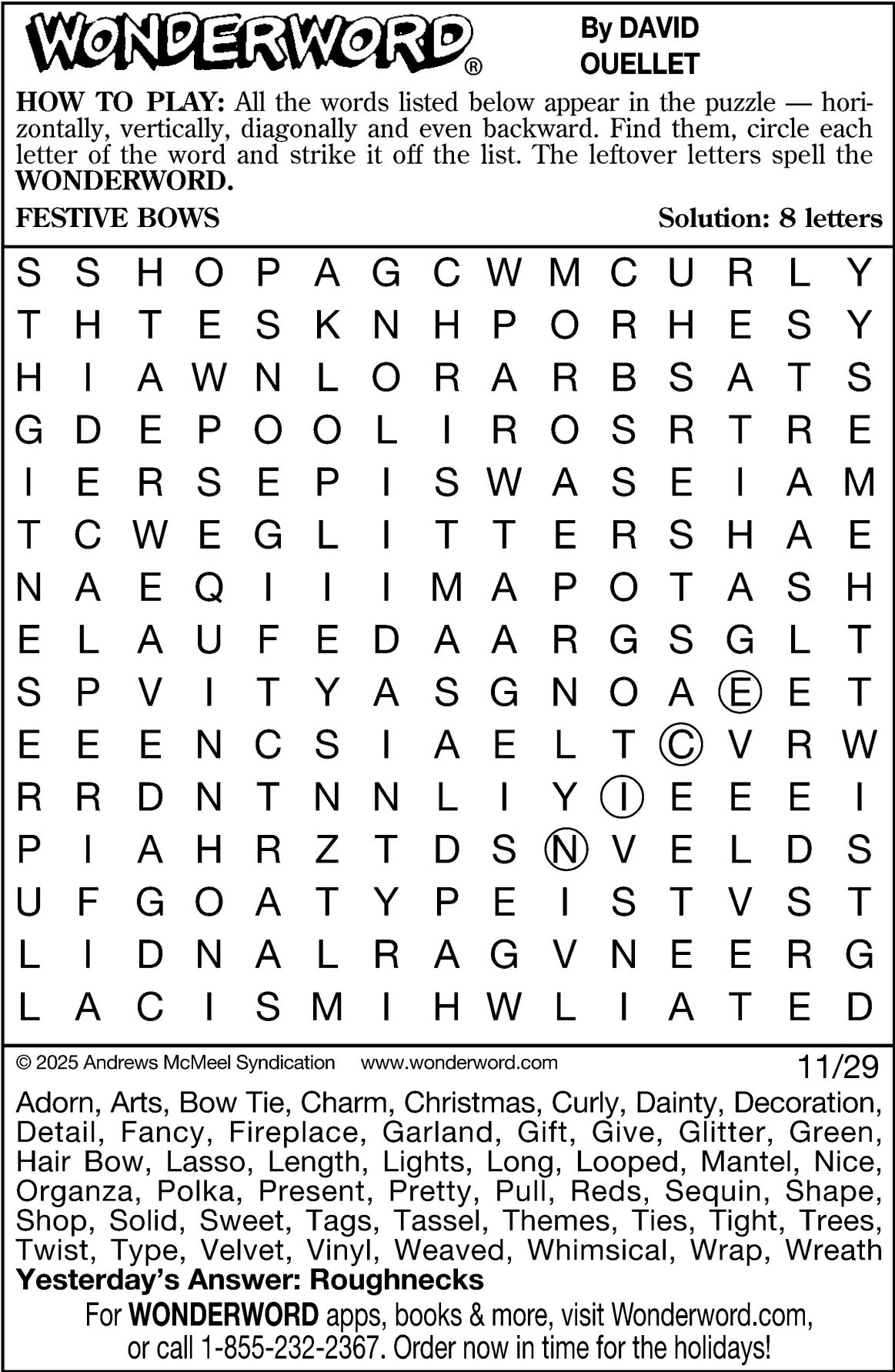 Wonderword puzzles for Week of Nov. 23, 2025 | Multimedia | dcourier.com