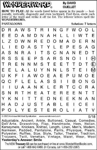 Wonderword puzzles: Week of May 14, 2023 | Puzzles from Print Edition ...