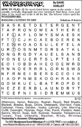 Wonderword puzzles: Week of March 10, 2024 | Puzzles from Print Edition ...