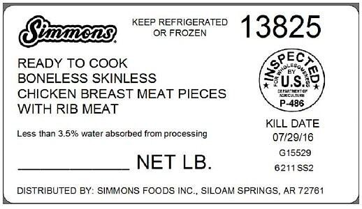 High-risk recall of chicken products by Simmons Prepared Foods ...