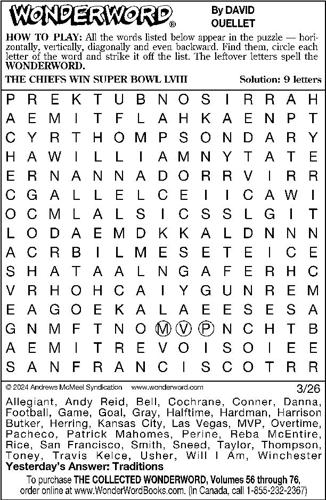 Wonderword puzzles: Week of March 24, 2024 | Puzzles from Print Edition ...