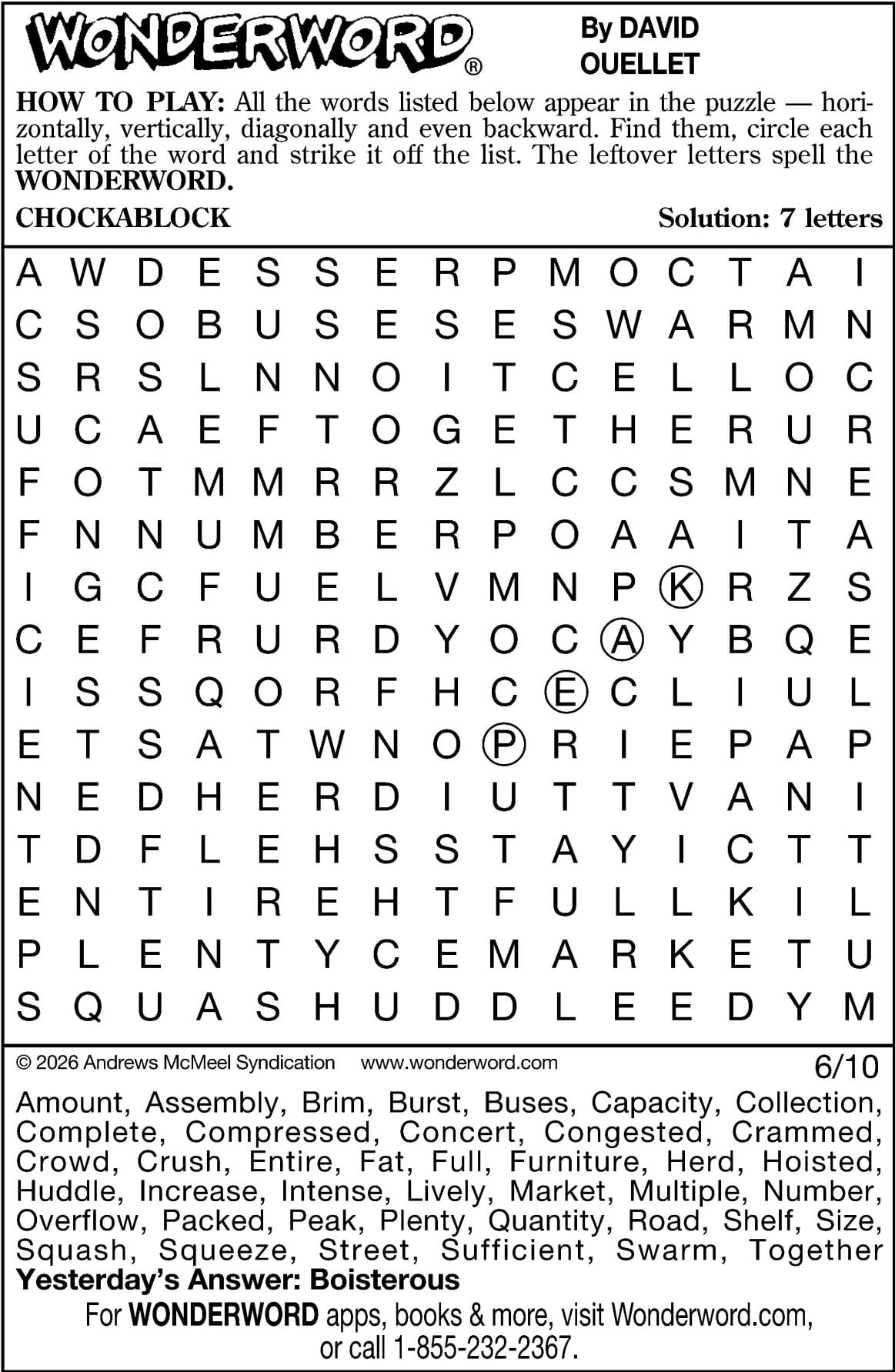 Wonderword puzzles for Week of June 7, 2026 | Multimedia | dcourier.com