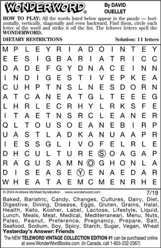Wonderword puzzles for Week of July 14, 2024 | Multimedia | dcourier.com