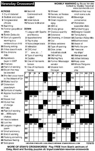 Crossword puzzles: Week of December 3, 2023 | Puzzles from Print ...