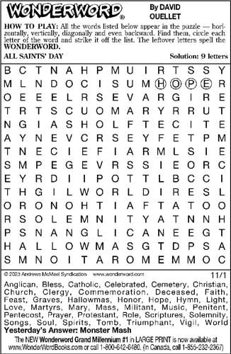 Wonderword puzzles: Week of October 29, 2023 | Puzzles from Print ...