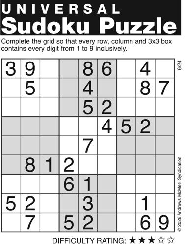 Sudoku puzzles for Week of June 21, 2026 | Multimedia | dcourier.com