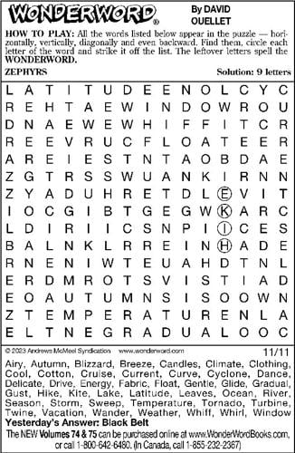 Wonderword puzzles: Week of November 5, 2023 | Puzzles from Print ...