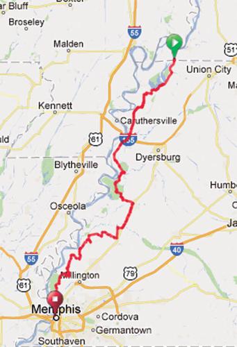 Kentucky to Memphis Bike Route features Dyer County