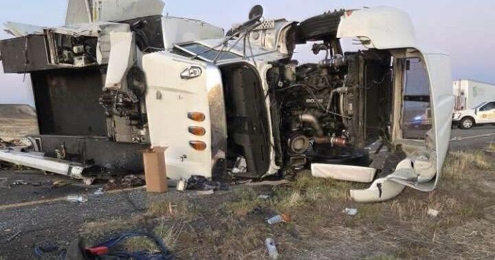 Friday evening semi truck accident sees driver airlifted from the scene ...
