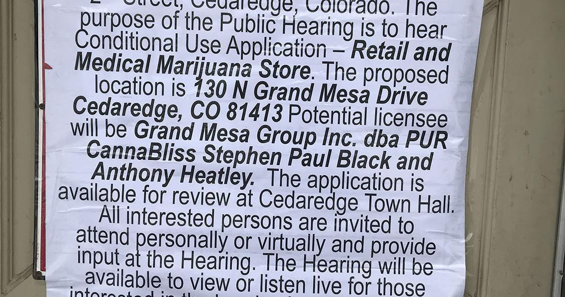 Pot public hearing announced, four Cedaredge locations up for ...