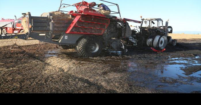 Fire destroys tractor, baler