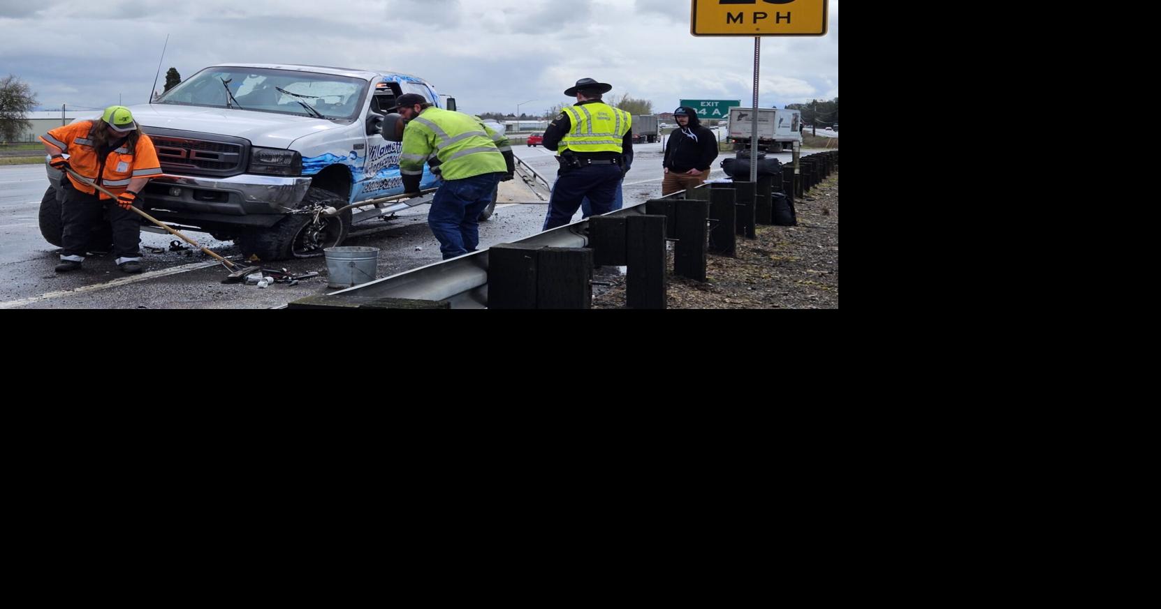 Multiple vehicles crash in hydroplane accident on I-5 in Albany
