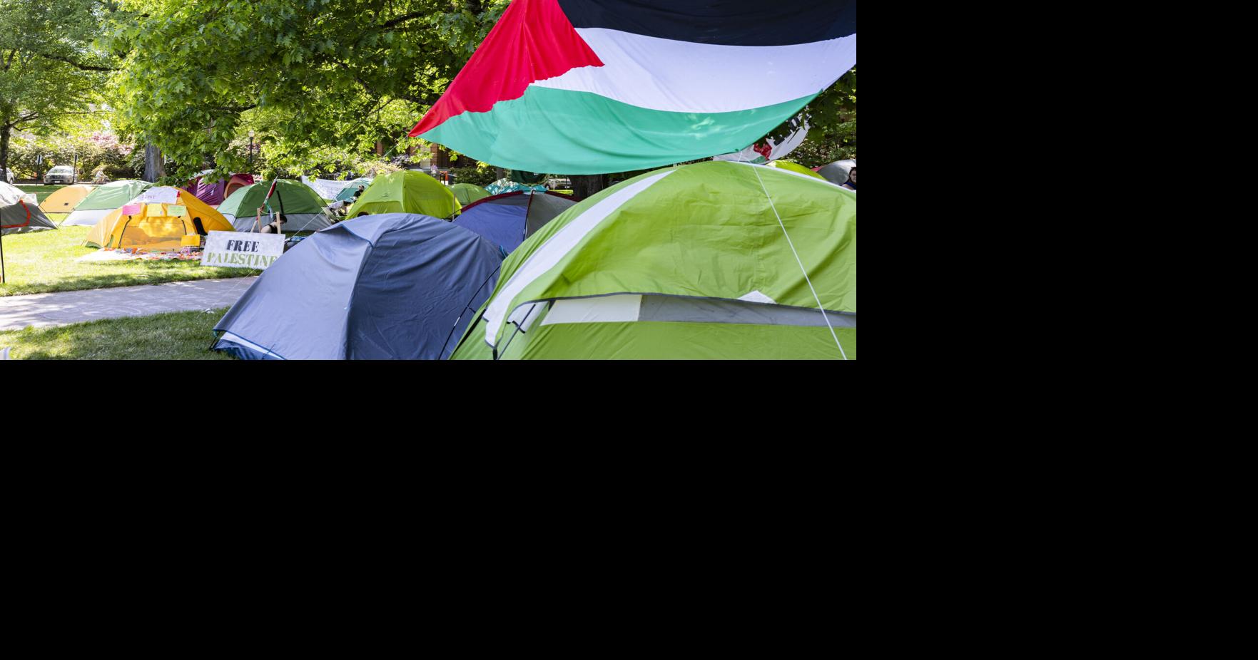 OSU Palestine Encampment Day 2_Sea of Tents under flag