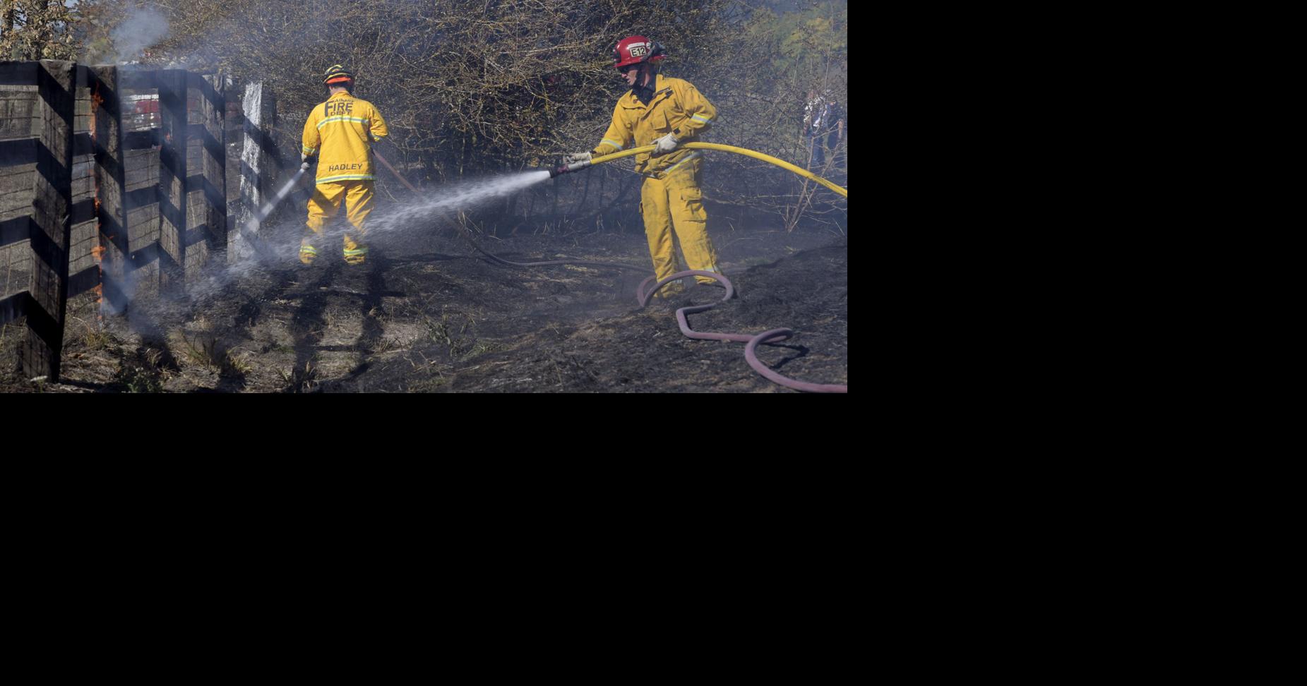 Ditch fire damages poles