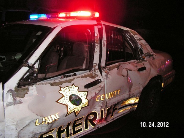 Driver smashes police cars in 'path of destruction'