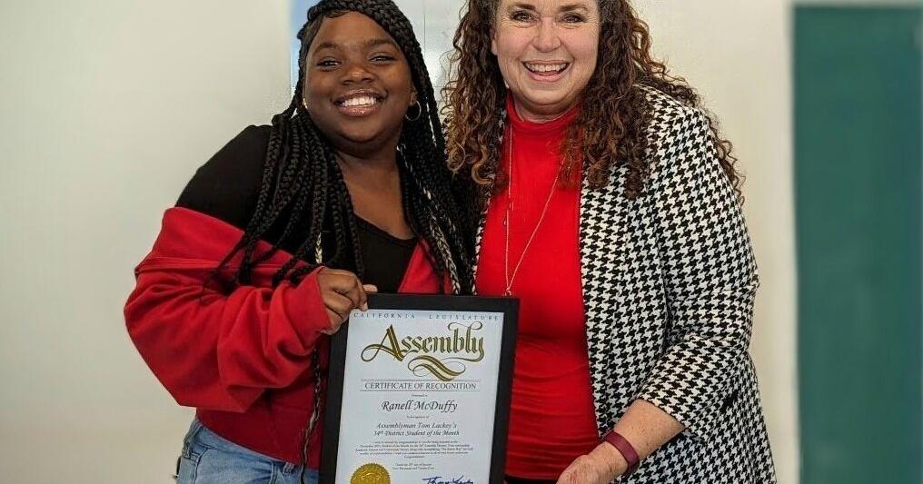 Assemblyman Tom Lackey recognizes Dec. 2023 34th Dist. Student of the ...