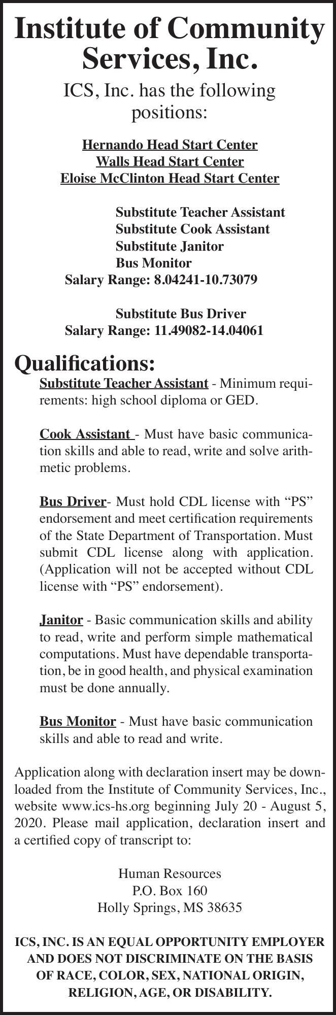 Institute of Community | Jobs | desototimes.com