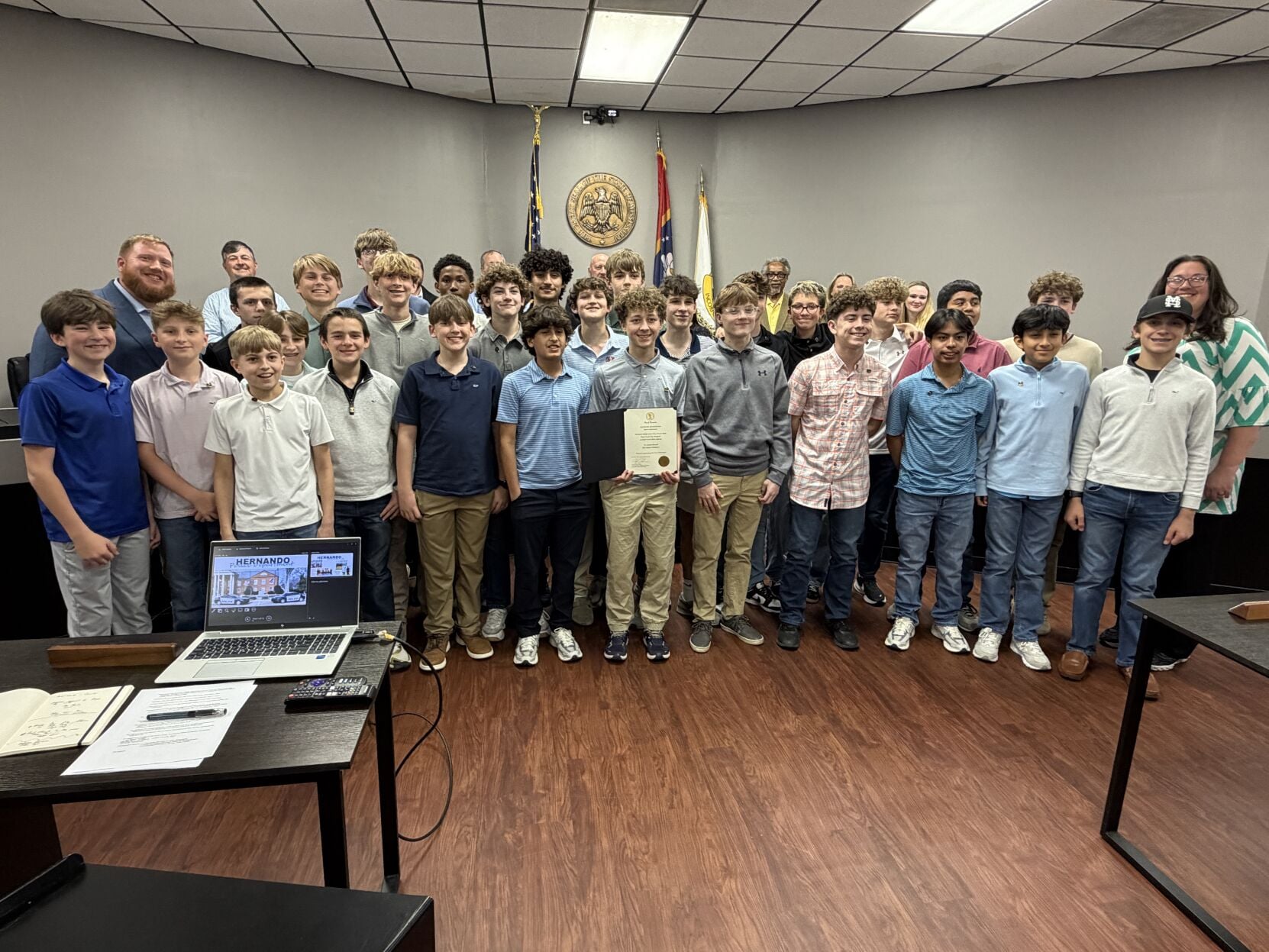 Board of Aldermen recognize Hernando Middle School boys soccer team ...