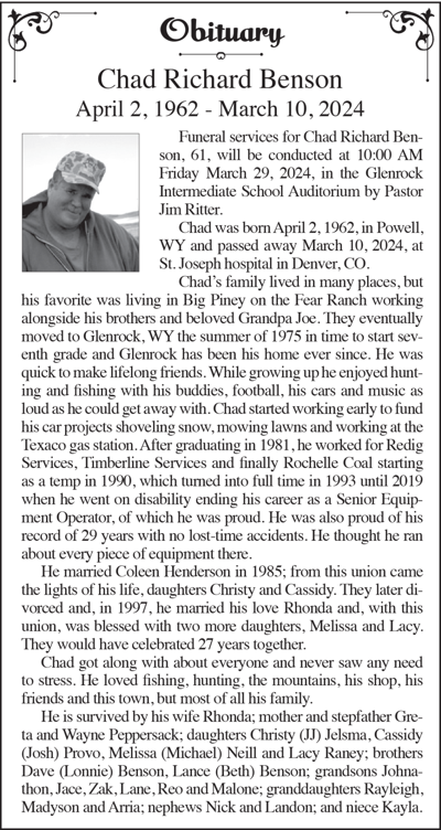 Chad Richard Benson | Obituaries | douglas-budget.com