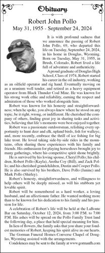 Robert John Pollo | Obituaries | douglas-budget.com
