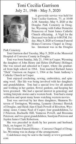 Toni Cecilia Garrison | Obituaries | douglas-budget.com