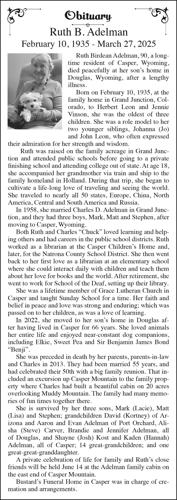 Ruth B. Adelman | Obituaries | douglas-budget.com