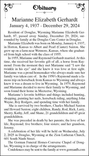 Marianne Elizabeth Gerhardt | Obituaries | douglas-budget.com
