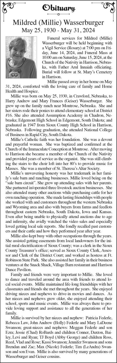 Mildred (Millie) Wasserburger | Obituaries | douglas-budget.com