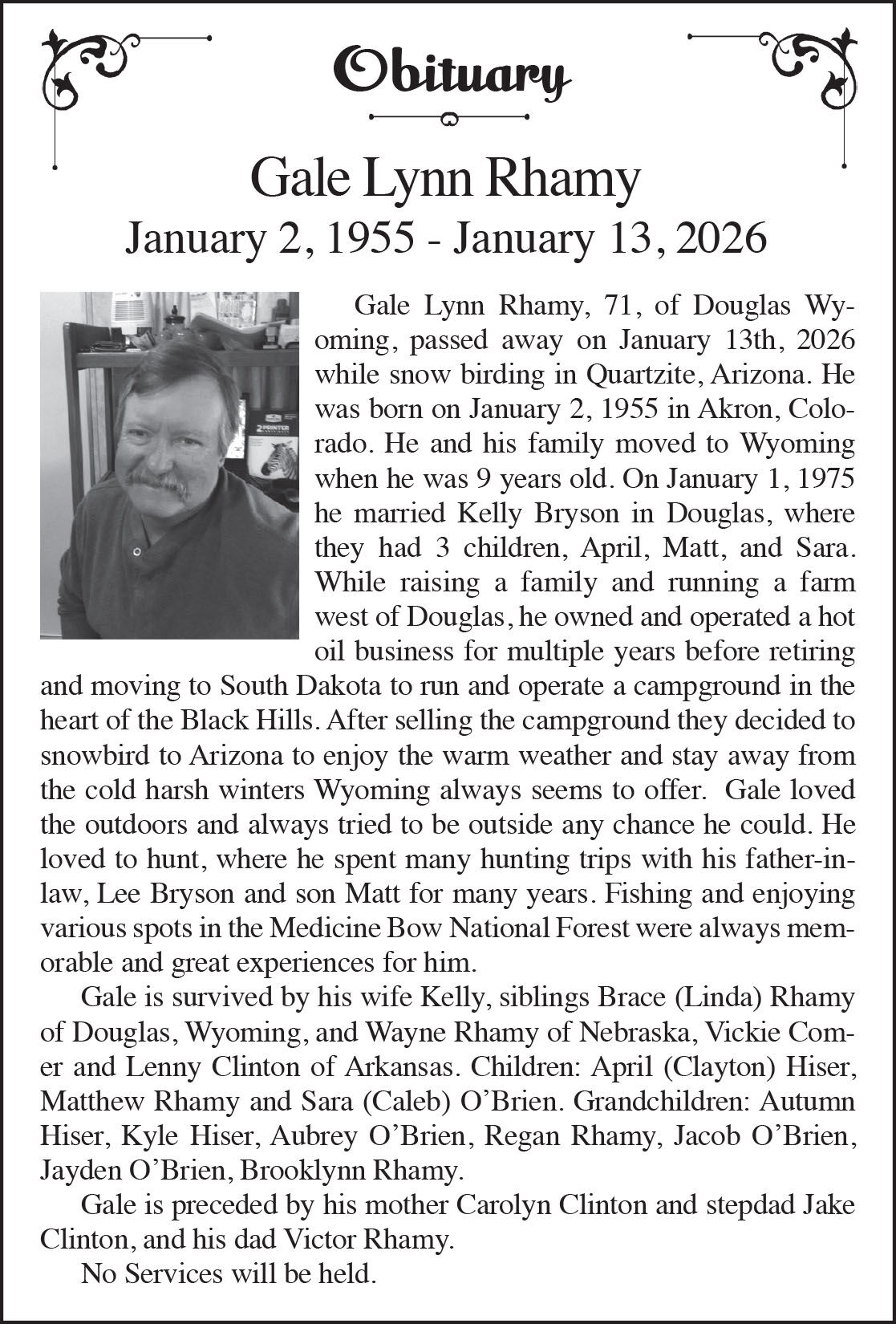 Gale Lynn Rhamy | Obituaries | douglas-budget.com