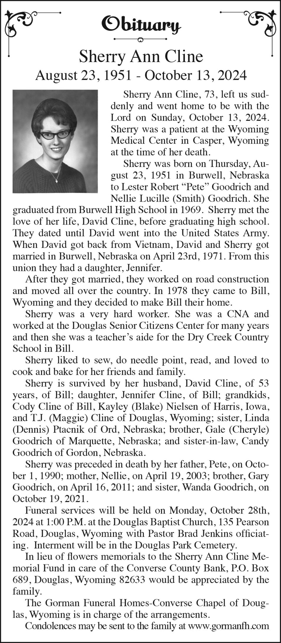 Sherry Ann Cline | Obituaries | douglas-budget.com