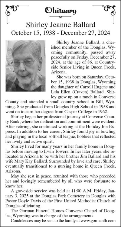 Shirley Jeanne Ballard | Obituaries | douglas-budget.com