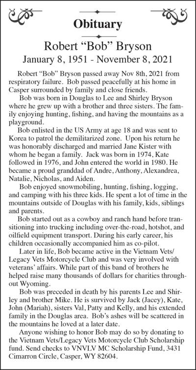 Robert “Bob” Bryson | Obituaries | douglas-budget.com