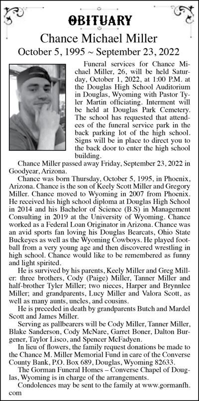 Chance Michael Miller | Obituaries | douglas-budget.com