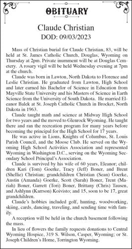 Claude Christian | Obituaries | douglas-budget.com