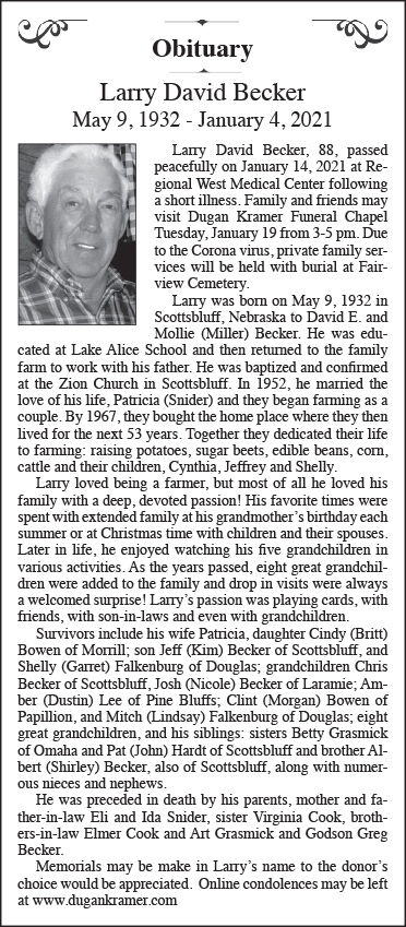 Becker, Larry | Obituaries | douglas-budget.com