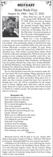 Brian Wade Frye | Obituaries | douglas-budget.com
