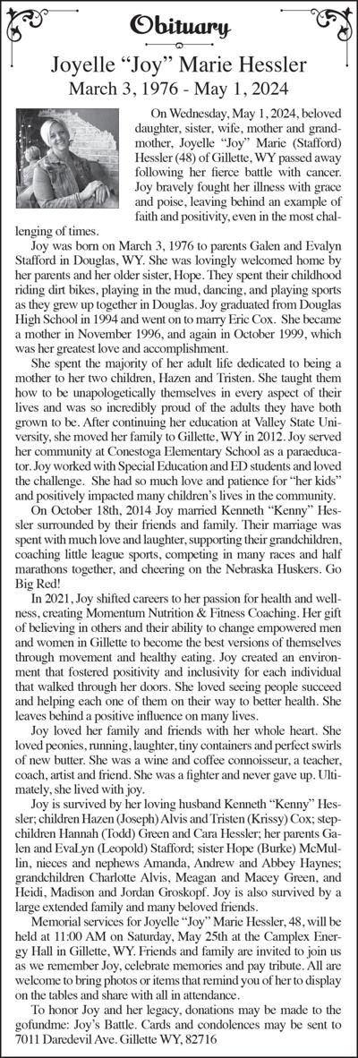 Joyelle “Joy” Marie Hessler | Obituaries | douglas-budget.com